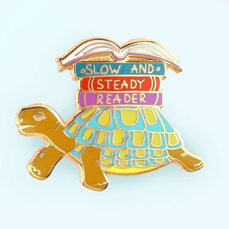 Slow And Steady Reader Tortoise Lapel Pin – Fiction Over Reality